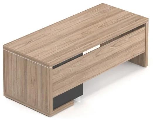 Stůl Lineart 200 x 85 cm + pravý kontejner a krycí panel / Jilm tmavý a bílá