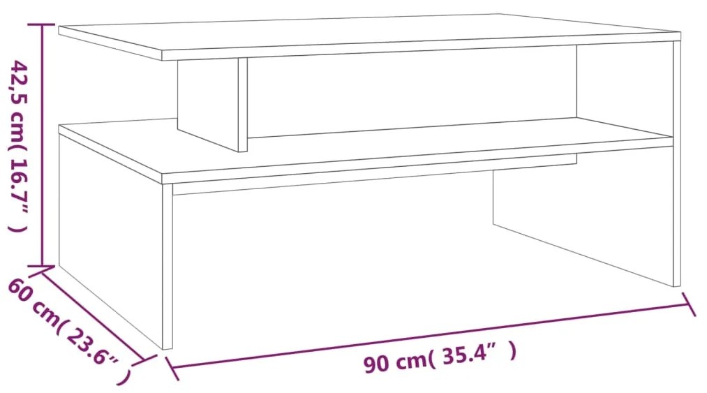 Konferenční stolek kouřový dub 90x60x42,5 cm kompozitní dřevo - Default Title