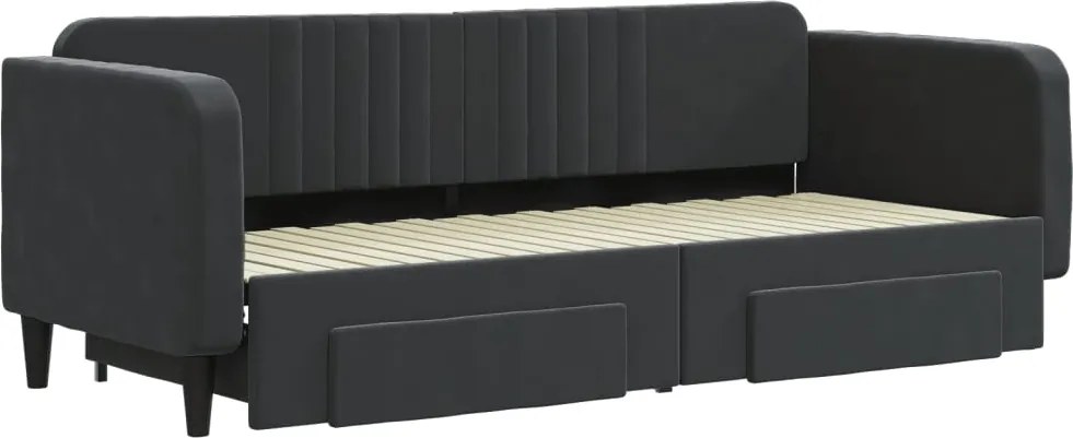 Válenda s přistýlkou a zásuvkami černá 80 x 200 cm samet 3197108