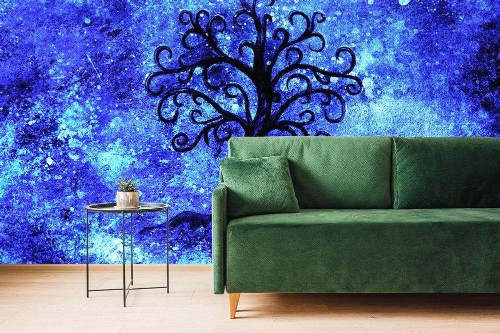 Samolepící tapeta strom života na modrém pozadí - 225x150 cm