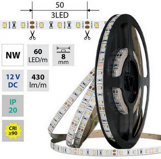 LED pásek McLED 12V neutrální bílá CRI90 š=8mm IP20 4,8W/m 60LED/m SMD2835 ML-121.830.60.2