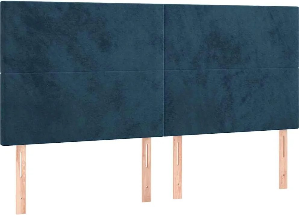Čelo postele s LED tmavě modré 160x5x118/128 cm samet 3122202