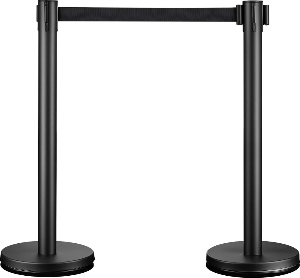 Zábranový sloupek Wiltec – 32 × 7 × 90 cm, 200 cm, černá (65187)