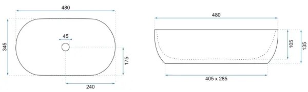 REA-U8001 - Umyvadlo na desku AMELIA 34,5x48 cm keramika/dekor mramoru