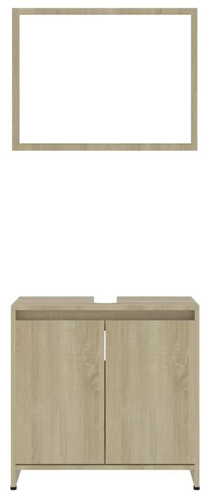 3dílná koupelnová sestava dub sonoma kompozitní dřevo,  3056928