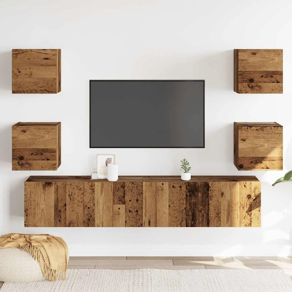 Nástěnné TV skříňky 6 ks Old Wood kompozitní 3328967