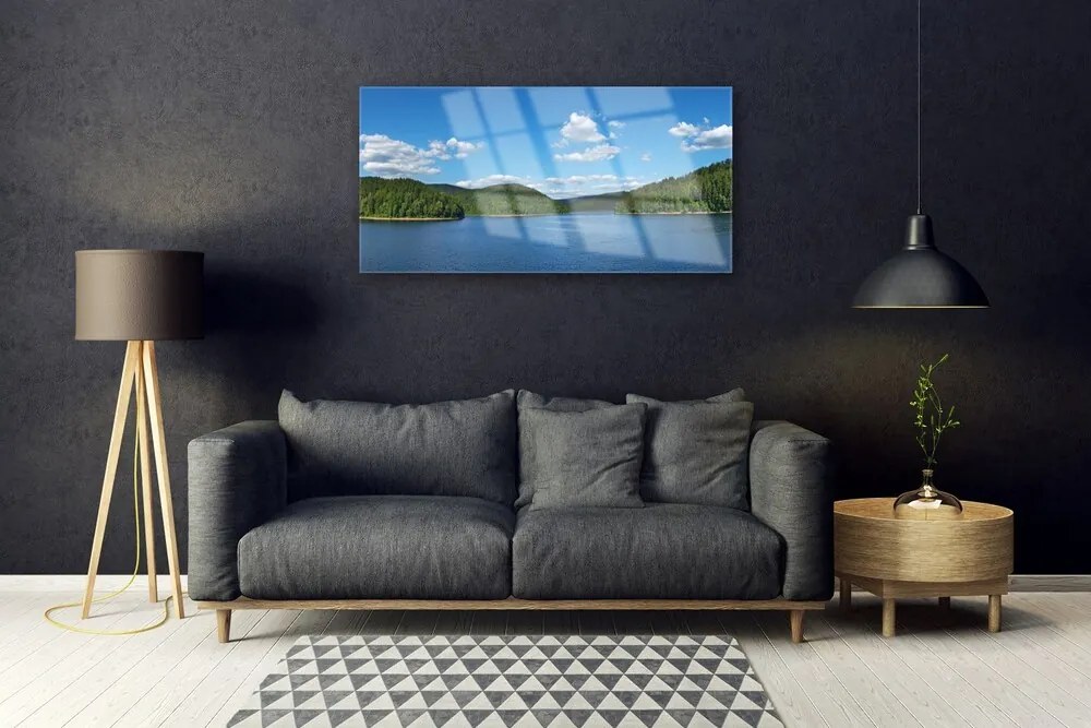 Obraz na skle Jezero Les Krajina 100x50 cm