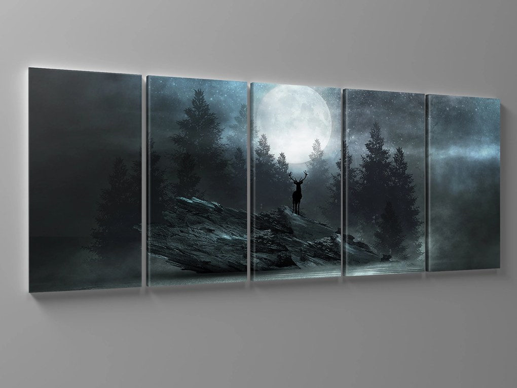 Liox Obraz Jelen v temném lese Rozměr: 125 x 50 cm