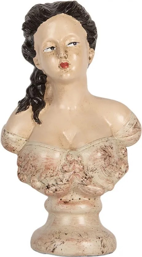 Béžová antik dekorace busta žena v šatech - 12*8*20 cm