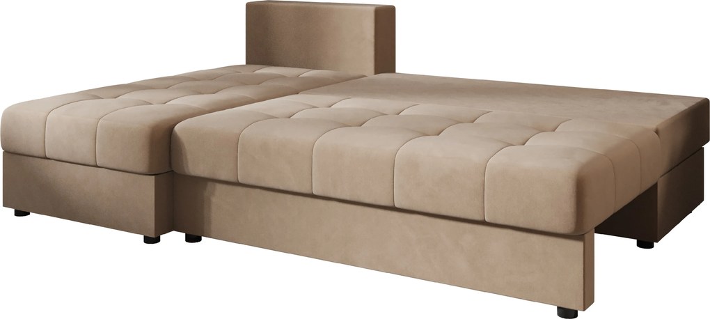 Rozkládací oboustranná sedací souprava do L VENORIA SLIM 200x143 cm, béžová + 2 polštářky ZDARMA