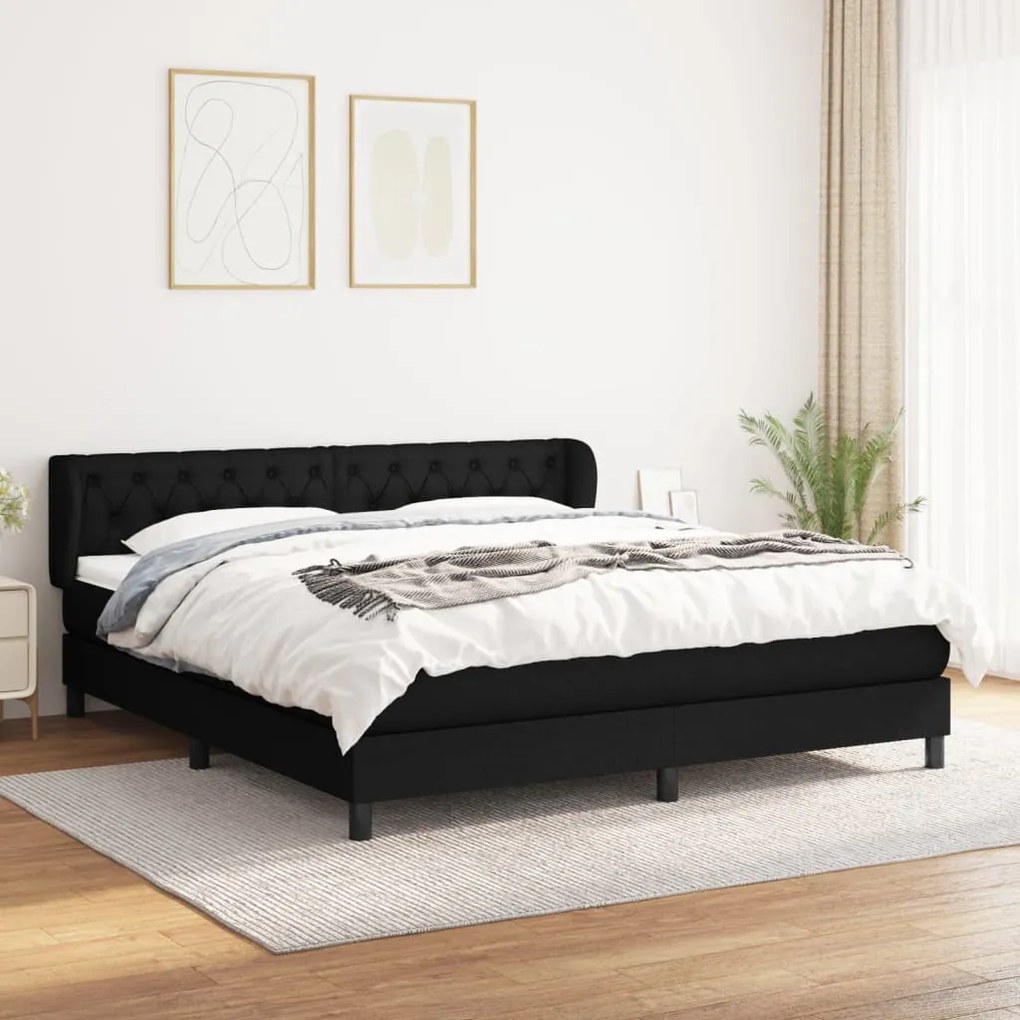 Box spring postel s matrací černá 160x200 cm textil,  3126495