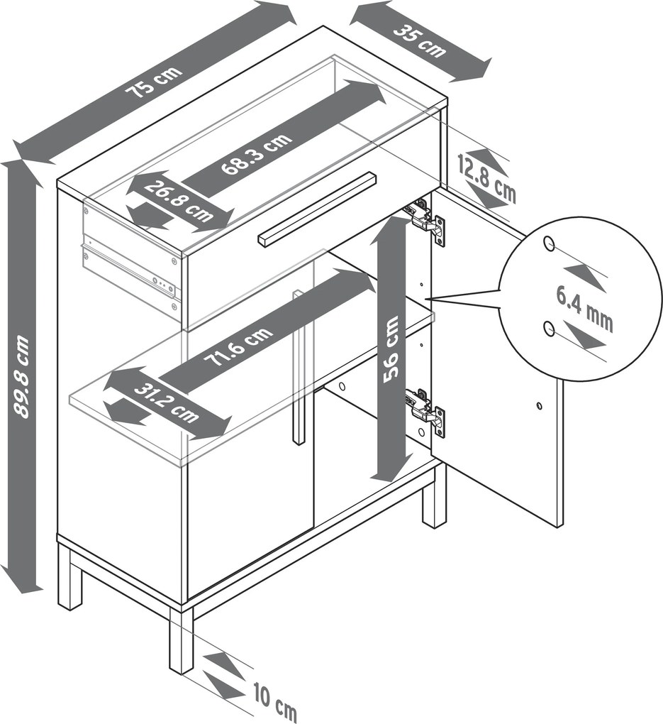 Tchibo - Koupelnová odkládací skříňka ‚Eklund‘ - barva: bílá