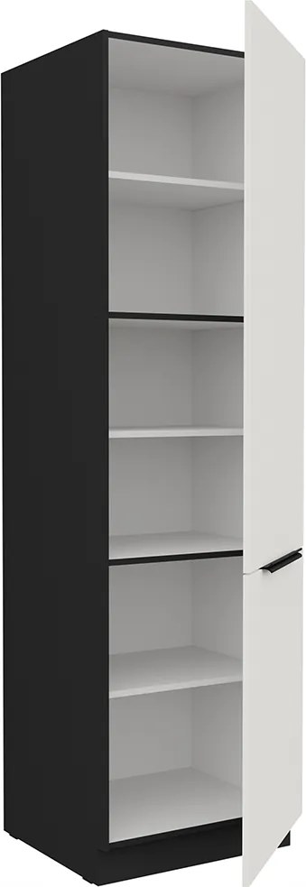 ARIA wb | vysoká skříňka 60 DK-210 2F potravinová s policemi | 60 cm | ANTI FINGERPRINT povrch | černá/bílá