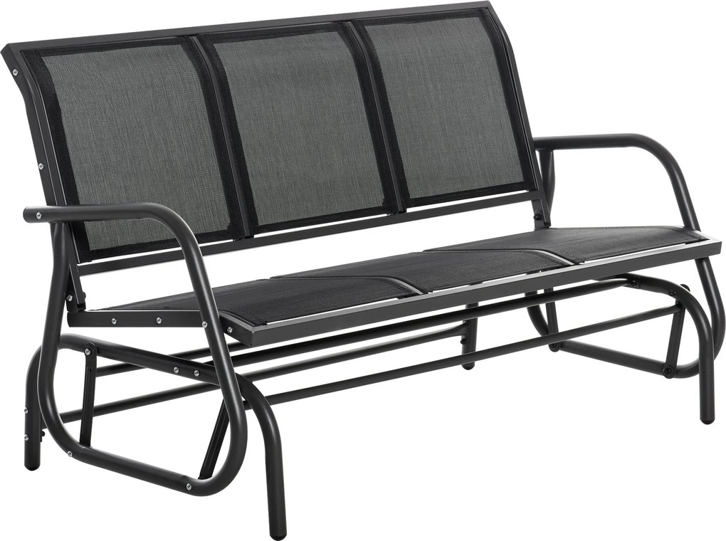 Závěsná lavice Outsunny pro 3 osoby s houpacím mechanismem, kovová zahradní houpačka, nosnost až 300 kg, zahradní nábytek pro zahradu a terasu, rozměr