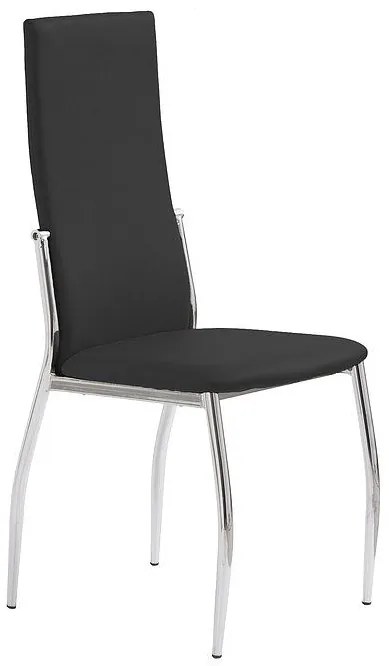 Čalouněná jídelní židle Delila 4 - černá, chromovaná ocel + ekokůže, černá