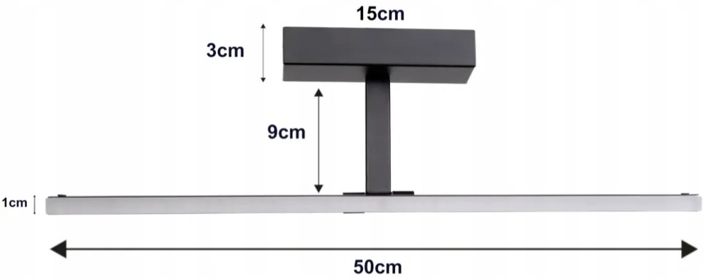 BERGE Nástěnné svítidlo LED do koupelny - 50 cm - 12 W černé