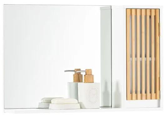 Sobuy SoBuy BZR128-W Zrcadlová skříňka Nástěnná skříňka Koupelnová skříňka Koupelnový nábytek Bílá-přírodní 60x40x12cm