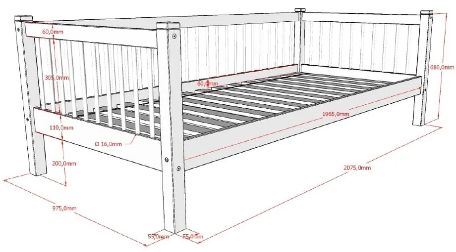 Bílá dětská postel z bukového dřeva s výsuvným lůžkem a úložným prostorem 90x200 cm Forrest – Vipack