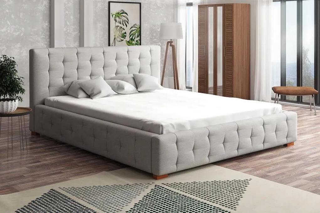 ZETKA WERONA 160x200 čalouněná postel s úložným prostorem světle šedá 182 x 93 x 223 cm