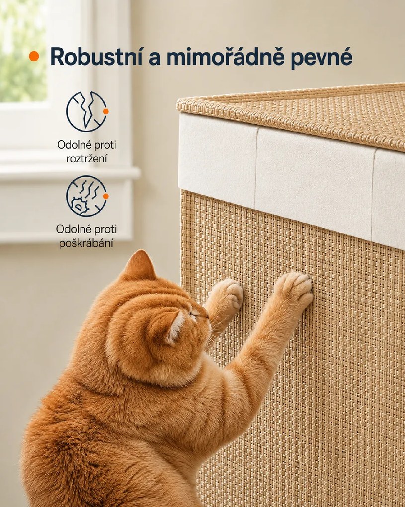 Koš na prádlo na kolečkách 100 l, béžovo-bílý LCB601N01