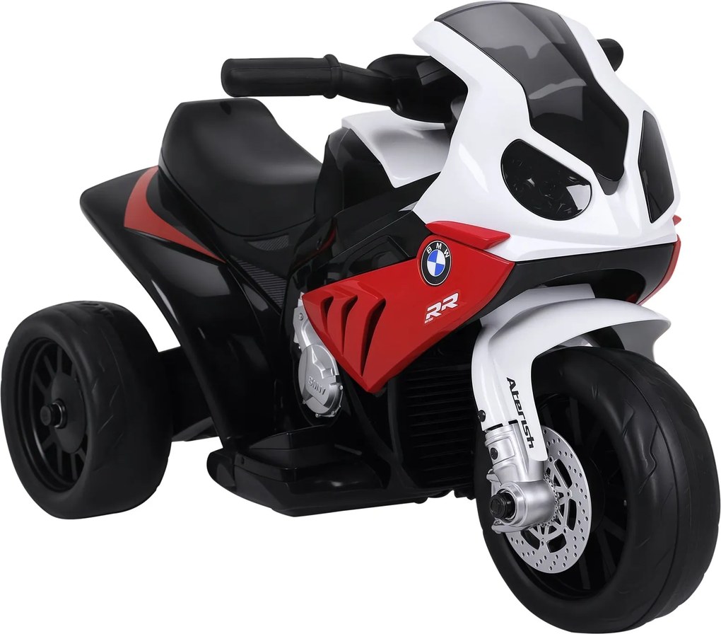 HOMCOM Elektrická Motorka pro Děti BMW S1000RR s Hudbou a Světly, Dětská Elektrická Motorka pro Děti ve Věku 18-36 Měsíců, Červená | Aosom