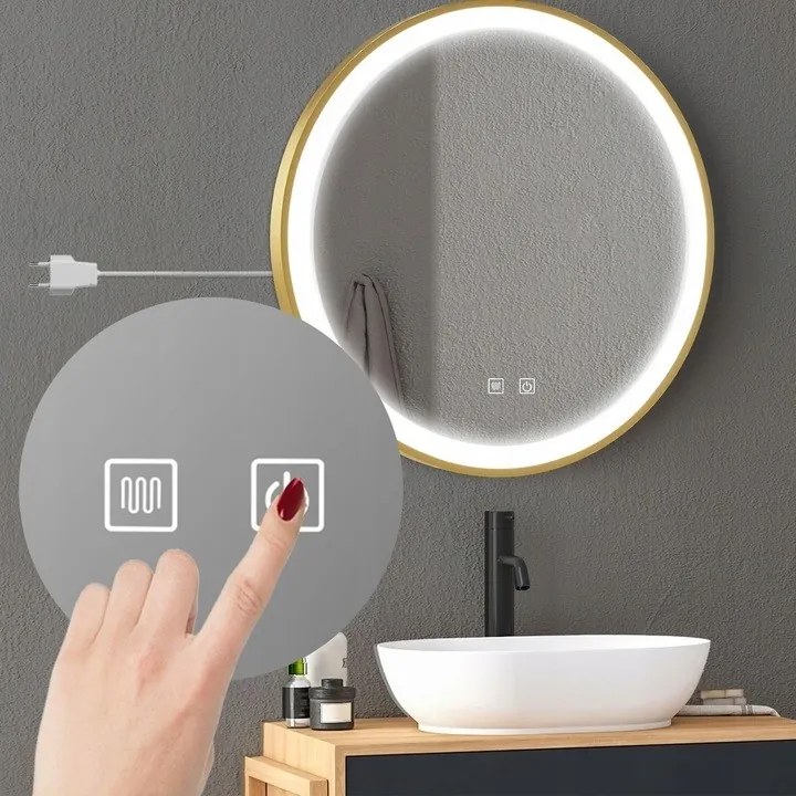 Nástěnné zrcadlo s LED osvětlením MMJ 60 cm zlaté