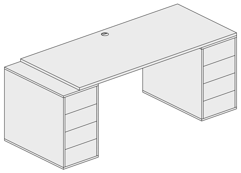 PLAN Kancelářský psací stůl s úložným prostorem BLOCK B03, bílá/grafit