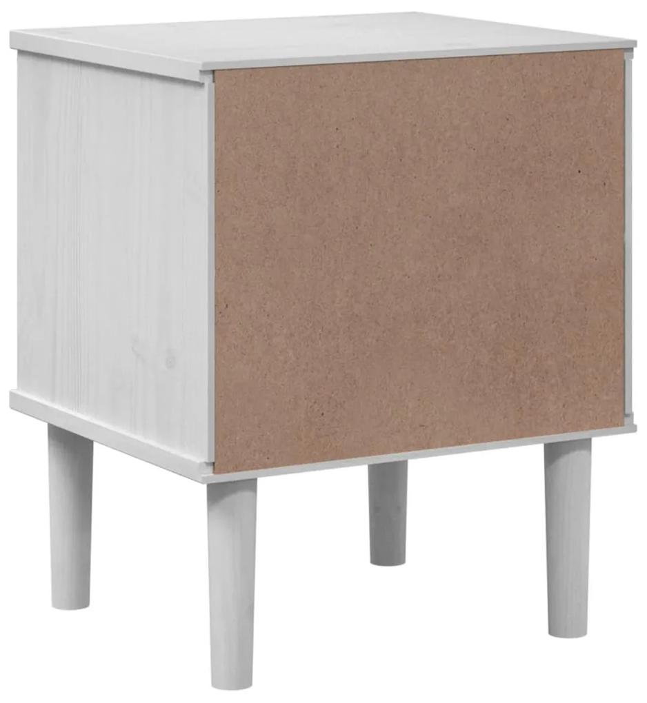 Noční stolek SENJA ratanový vzhled bílý 40x35x48 cm borovice - Default Title