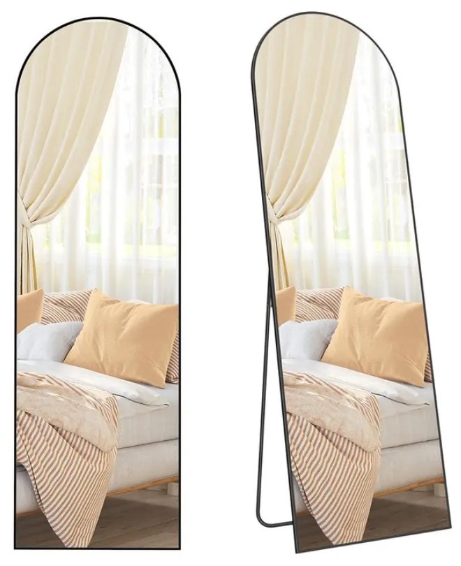 Zaoblené zrcadlo UMBRA, 160x50 cm, černá SongmicsHome