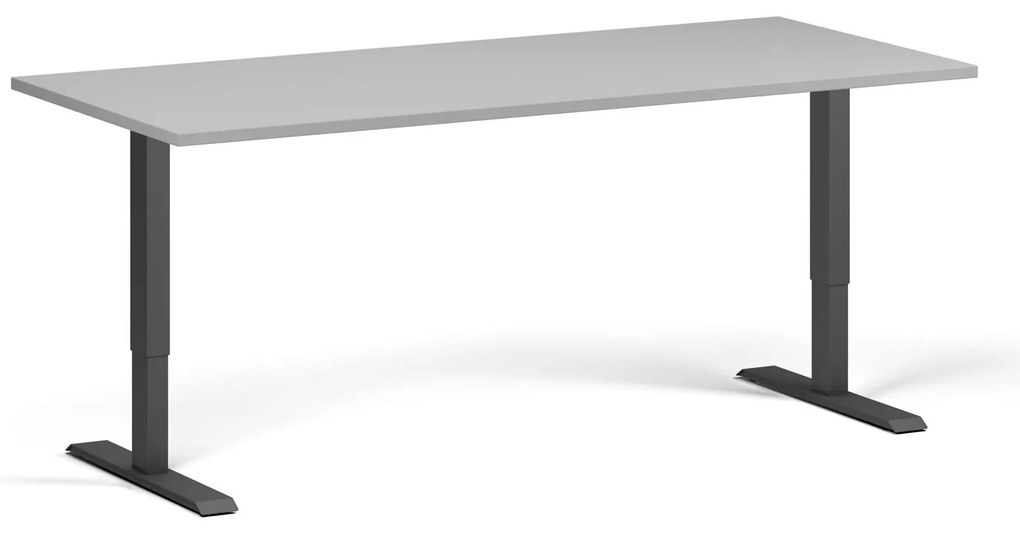 Výškově nastavitelný stůl, 180x80 cm, 1 motor, černá podnož, šedá