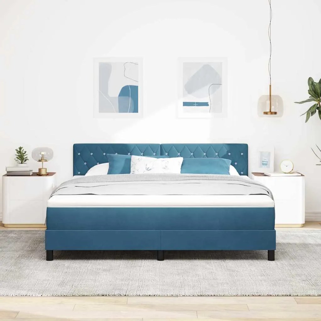 Postel s boxspringem s matrací Tmavě modrá 180 x 200 cm samet 3339126