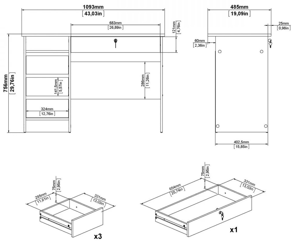 Tvilum Psací stůl Felix 519 bílá