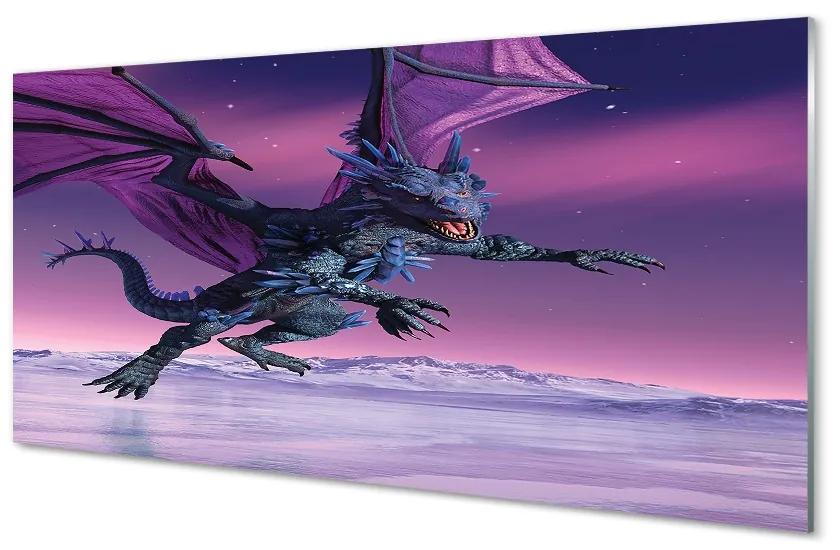 Obraz na skle Dragon pestré oblohy 140x70 cm