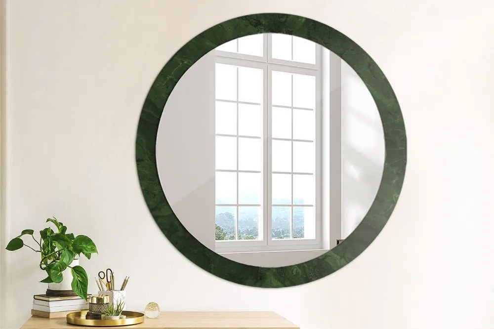 Kulaté dekorativní zrcadlo na zeď Zelený mramor fi 90 cm