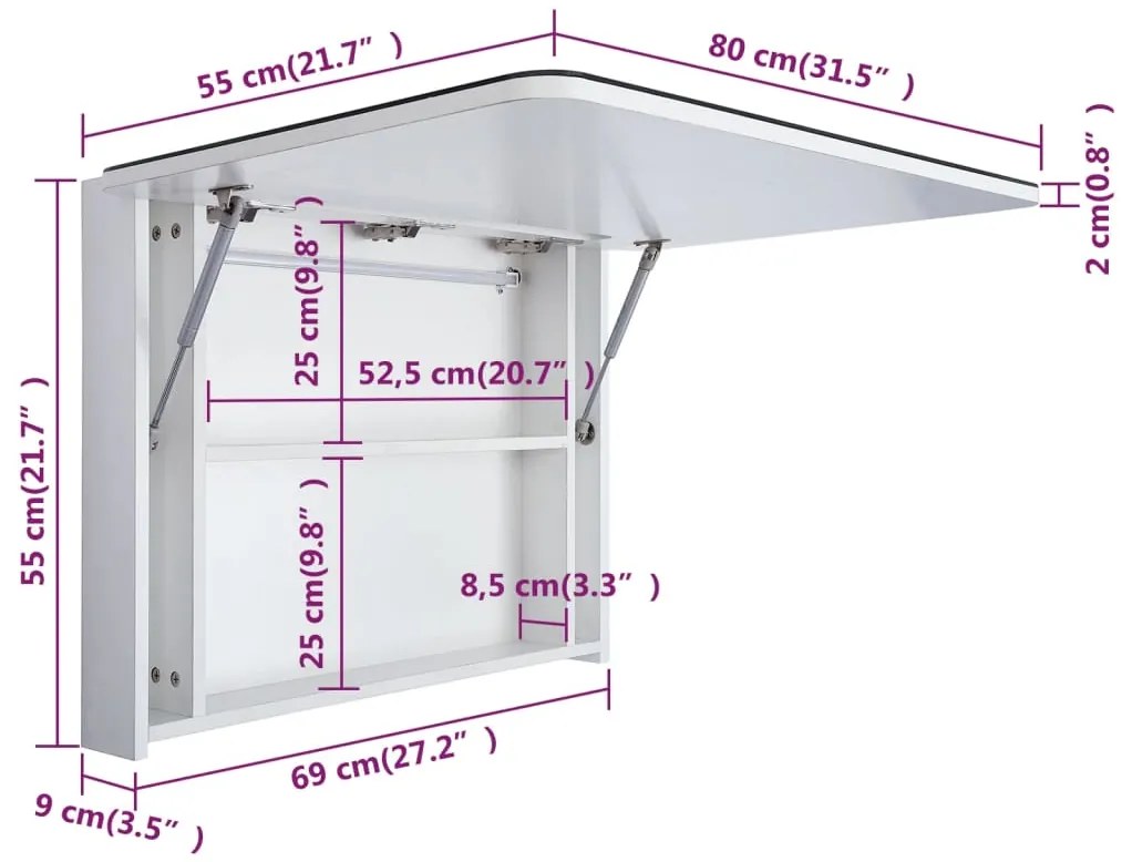 vidaXL Marketos LED koupelnová skříňka se zrcadlem 80 x 9,5 x 55 cm