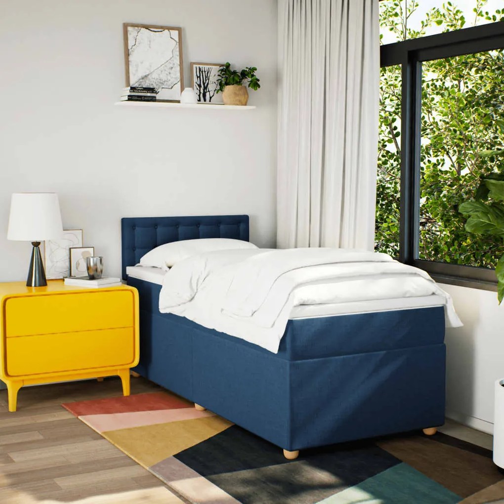 Box spring postel s matrací modrá 80x200 cm textil 3288827