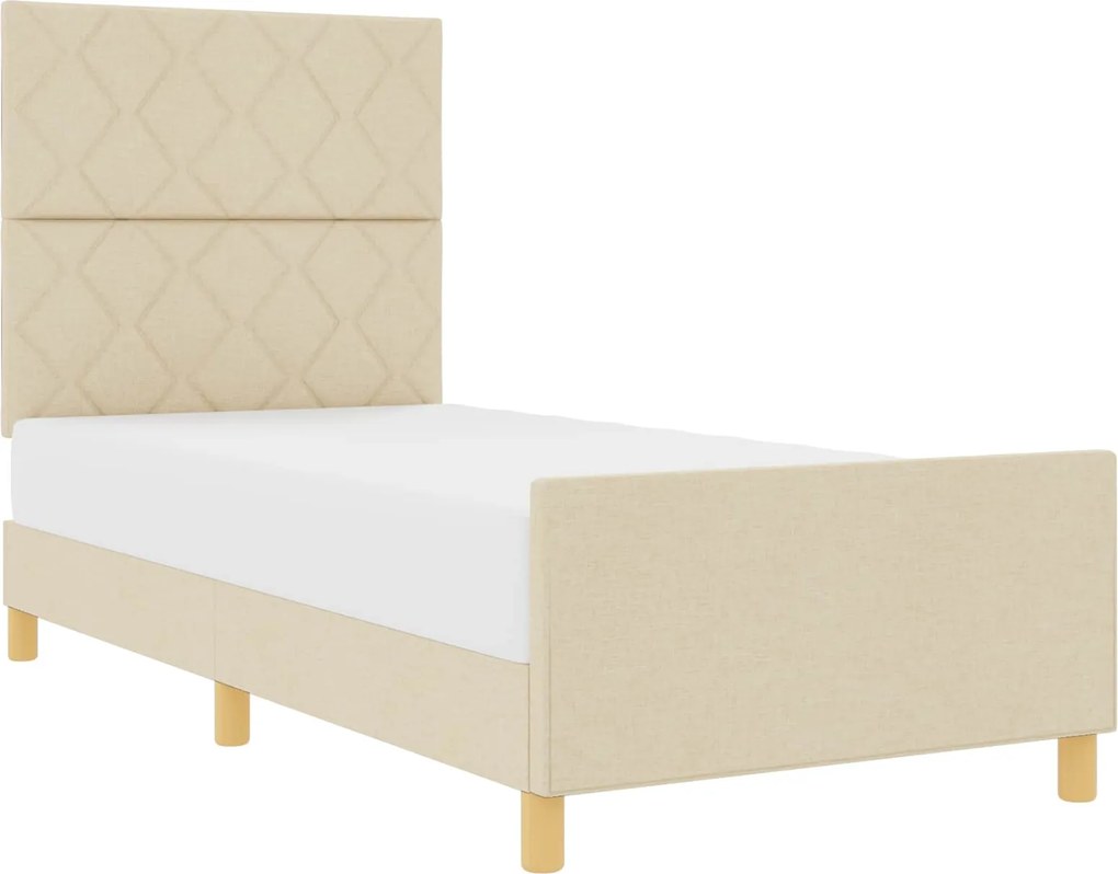 Rám postele s čelo Krémová 90 x 190 cm textil 3344772