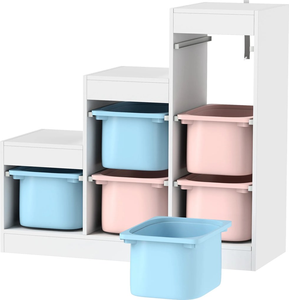 AIYAPLAY Dětský úložný box na hračky se 6 vyjímatelnými boxy, 3 patra, 96 x 38,5 x 90 cm, vícebarevný