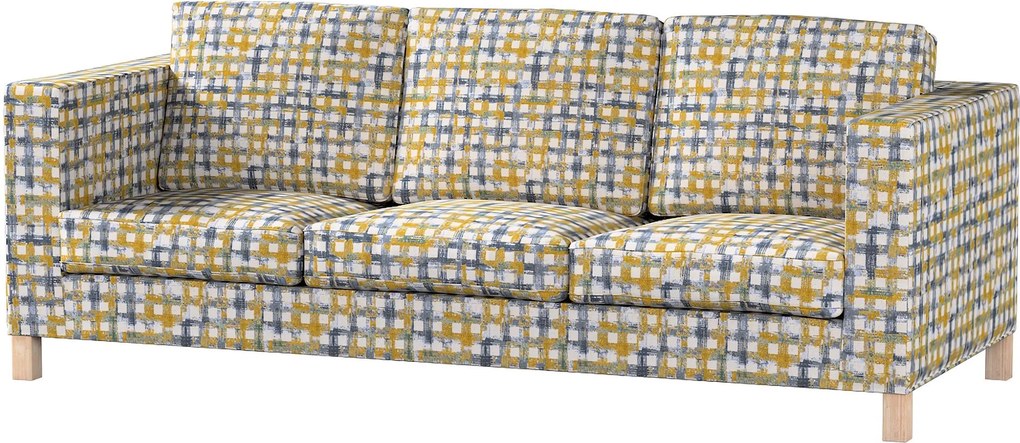Potah na pohovku IKEA Karlanda 3-místná nerozkládací, krátký barva modrá látka pletený vzor, vzorované