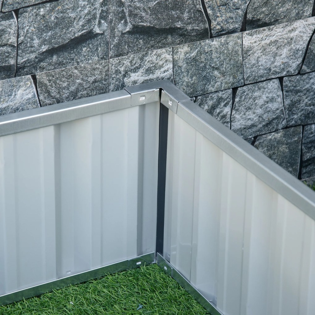 Outsunny DIY ocelový vyvýšený zahradní záhon ve tvaru T se štíty na rostliny a rukavicemi, tmavě šedý pro snadné zahradničení | Aosom.de