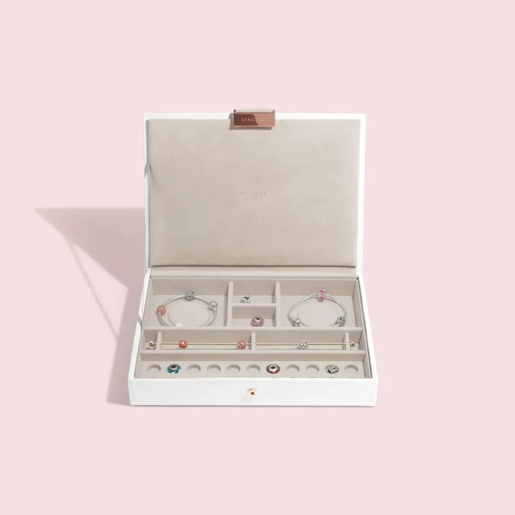 Šperkovnice Stackers Limited Edition White & Rose Gold Charm Jewellery Box Lid | bílá 74917