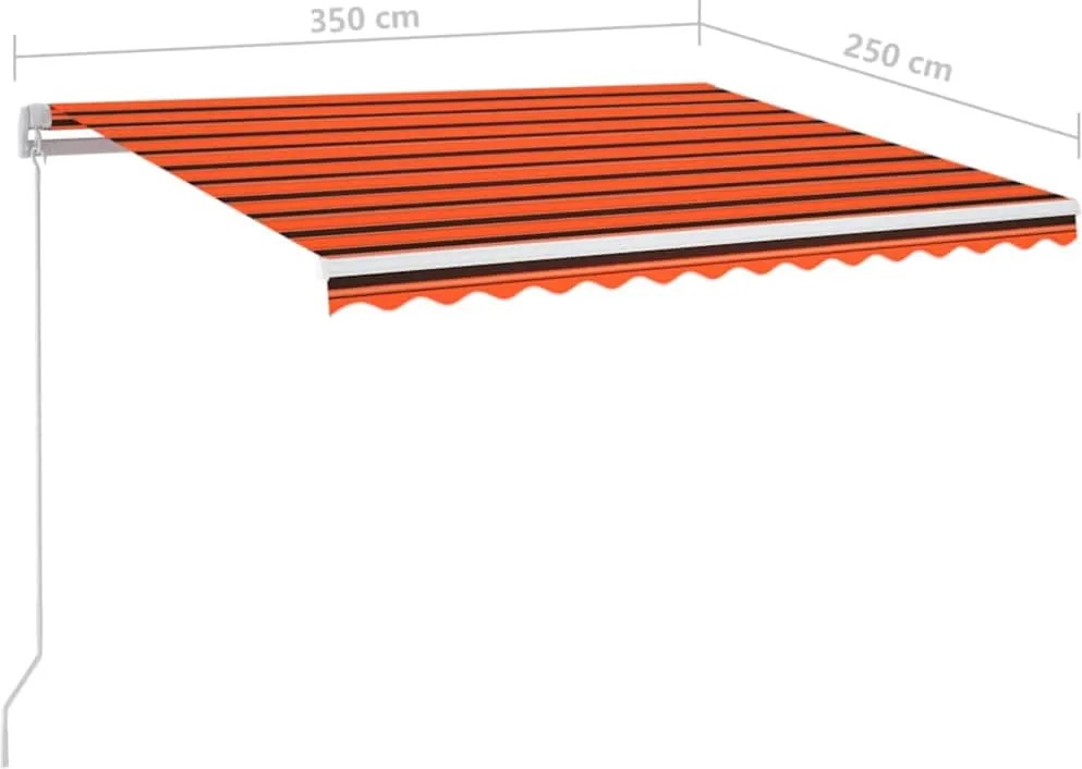 Ručně zatahovací markýza s LED světlem 350x250 cm oranžovohnědá 3068885