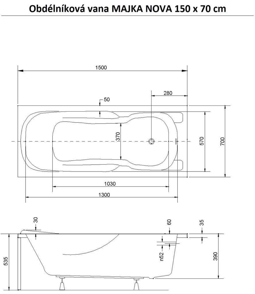 Besco Majka Nova akrylátová vana Délka vany: 120cm