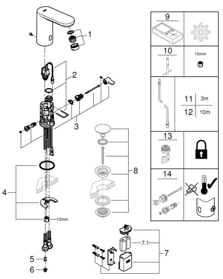 GROHE 36366002 - Elektronická umyvadlová baterie GET E lesklý chrom