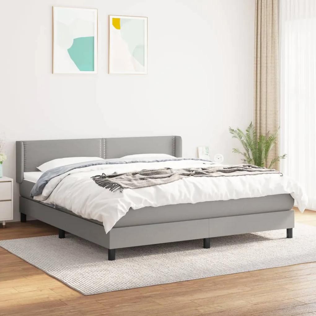 Box spring postel s matrací světle šedá 160 x 200 cm textil,  3129641