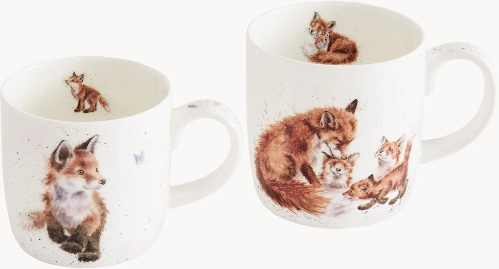 Sada hrnků z kostního porcelánu Parent & Child Fox, 2 díly