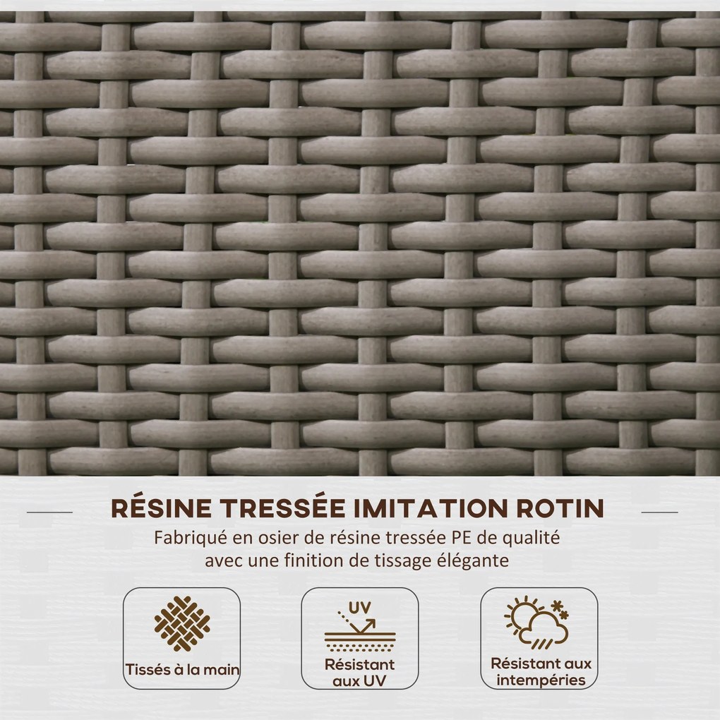 Outsunny Zahradní Truhlík s Příčkami - Vyvýšený Stojan na Rostliny se Šedým Obdélníkovým Květináčem z Woven PE Pryže a Oceli, dim. 103L x 29W x 103H c