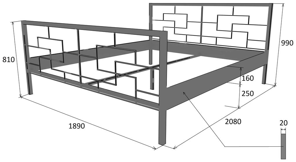 Nábytek ATIKA s.r.o. Kovová postel MAZE Povrchová úprava: černá, Rozměr: 140 x 200 cm