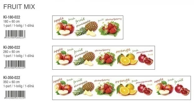 DIMEX | Fototapeta do kuchyně Mix ovoce KI-180-022 | 180 x 60 cm | zelená, červená, bílá