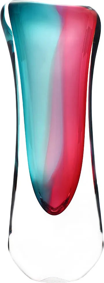 Skleněná hutní váza model 00, růžová a tyrkysová, 25 cm | České hutní sklo od Artcristal Bohemia